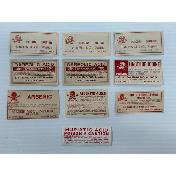 Other | Lot 1 Antique Poison Skull Crossbones Apothecary Medicine Label ...